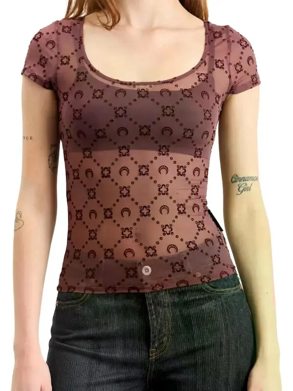 MARINE SERRE Moonogram Mesh Flock T-shirt - Purple