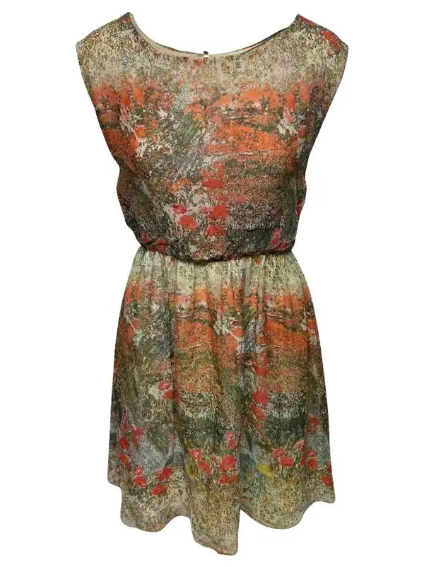 Alice + Olivia Floral Print Sleeveless Boat Neck Dress - Neutrals