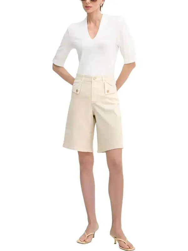 Joseph Ribkoff Beige Button Detail Pocket Patch Shorts - Neutrals