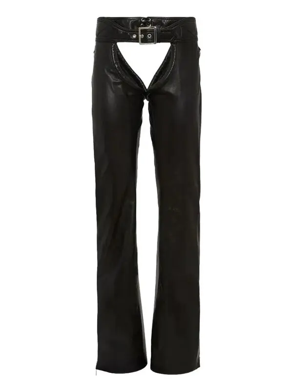 Dsquared2 Leather Trousers With Buckle Detail - Black