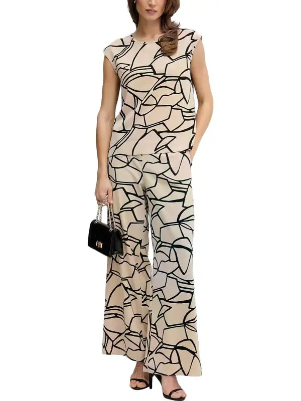 Joseph Ribkoff Abstract Print Cap Sleeve Top - Neutrals