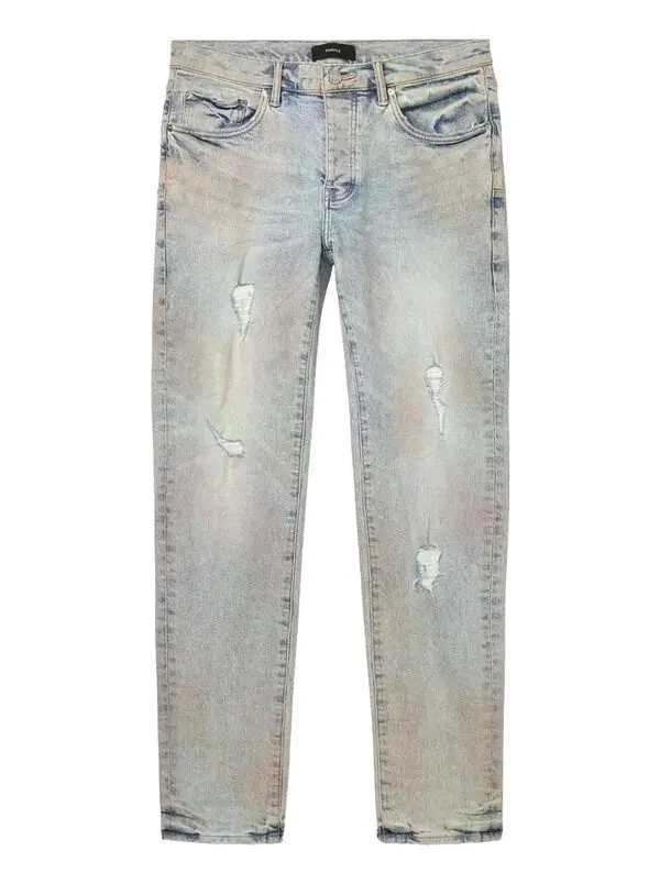 PURPLE BRAND Light Indigo Mud Distressed Jeans - Blue