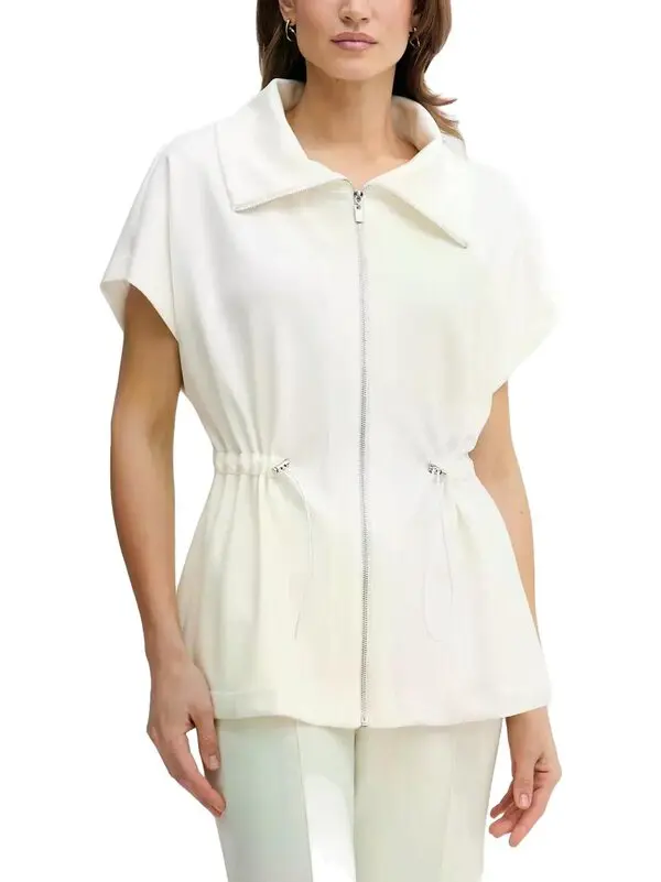 Joseph Ribkoff Drawstring Waist Zip-up Jacket - White