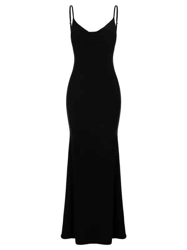HAMZA Riviera Lace-panel Maxi Dress - Black