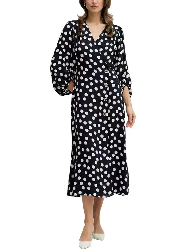 Joseph Ribkoff Polka Dot Midi Dress - Blue