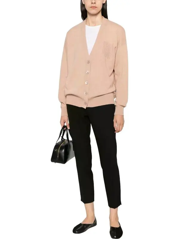 Peserico Beaded Pocket V-neck Cardigan - Neutrals