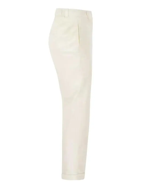 Peserico Tapered Leg Elasticated Waistband Trousers - White