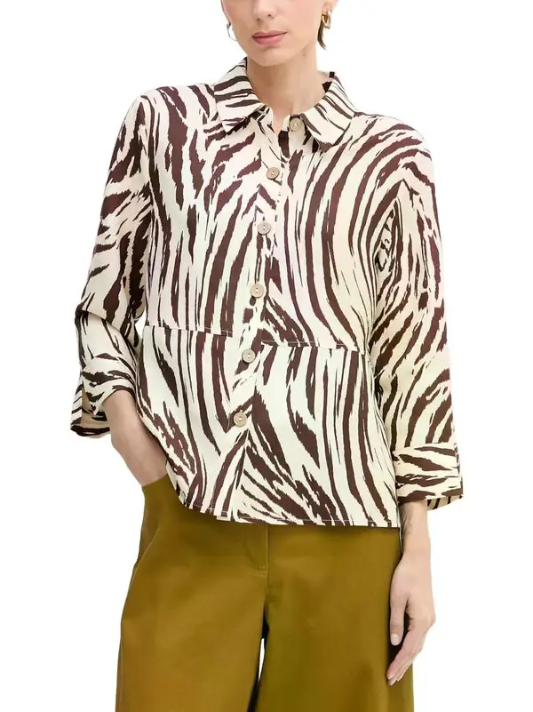Joseph Ribkoff Zebra Print Button-up Shirt - Neutrals