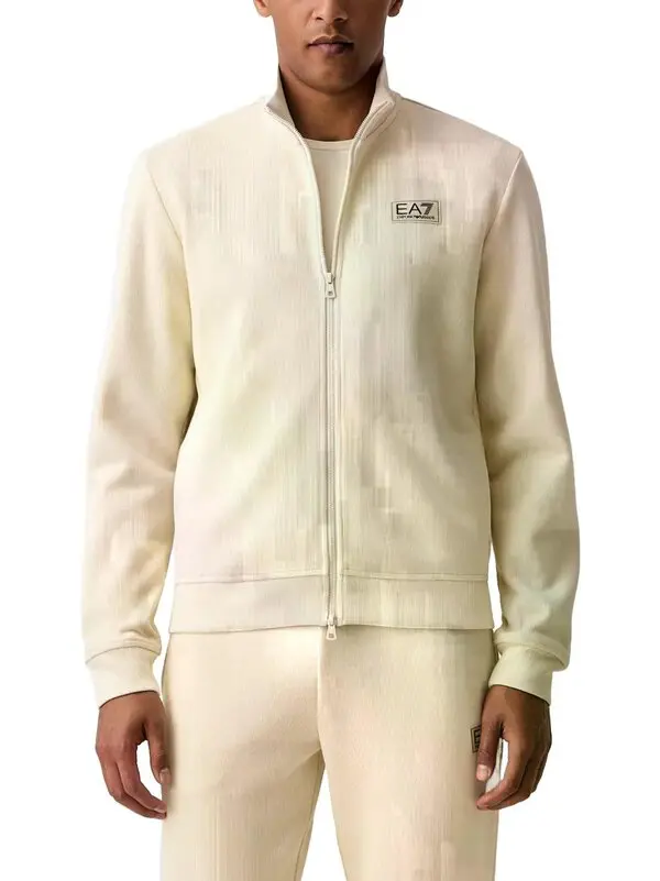 EA7 Logo Patch Zip-up Sweater - Neutrals