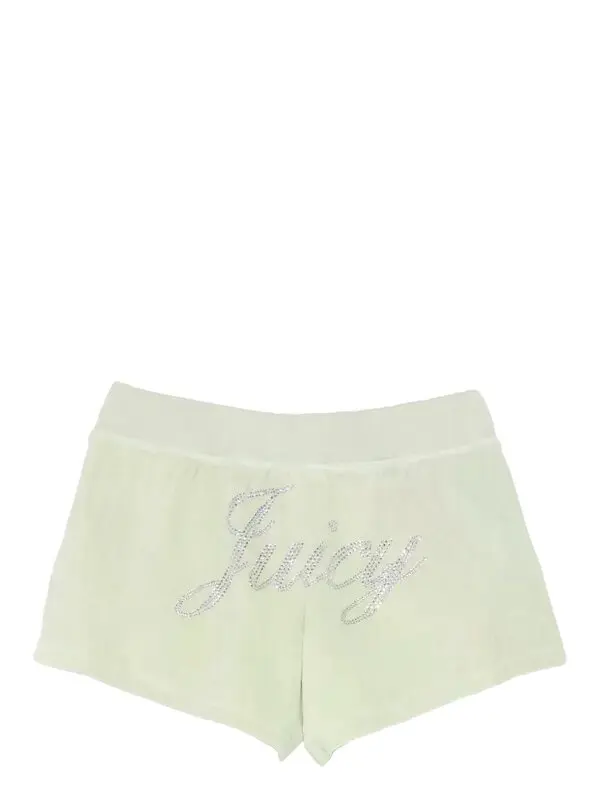 SPORTY & RICH Rhinestone Embellished Track Shorts - Green