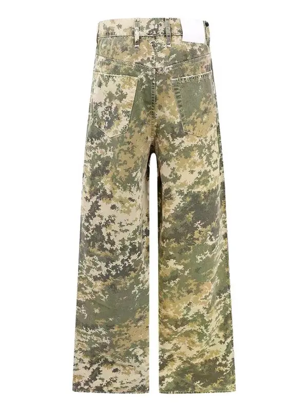 NUMERI Camouflage Print Straight Leg Jeans - Green