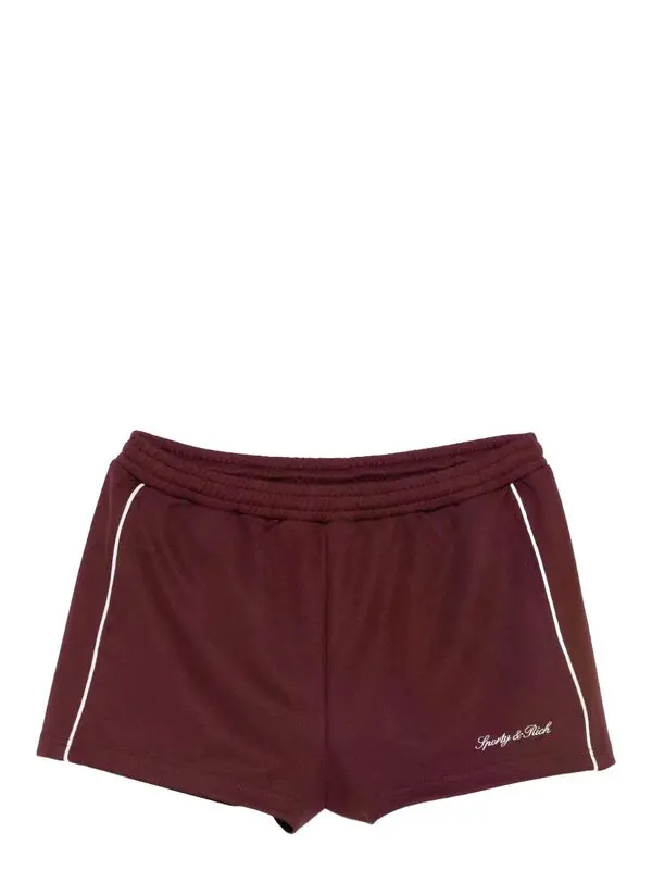 SPORTY & RICH Logo Embroidered Track Shorts - Red