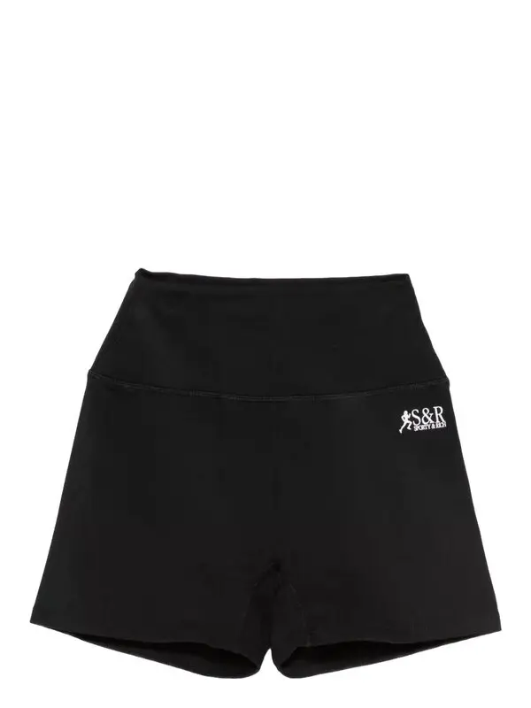 SPORTY & RICH Logo-print High-waisted Cycling Shorts - Black