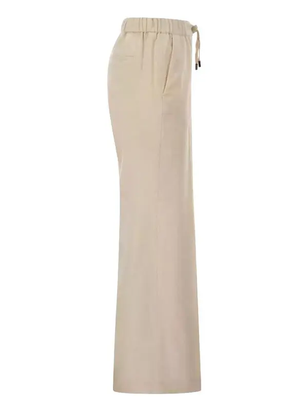Peserico Drawstring-waist Tapered Trousers With Metallic Shimmer - Neutrals