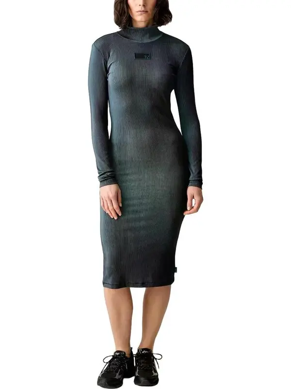 EA7 Ribbed Logo Patch Midi Dress - Blue