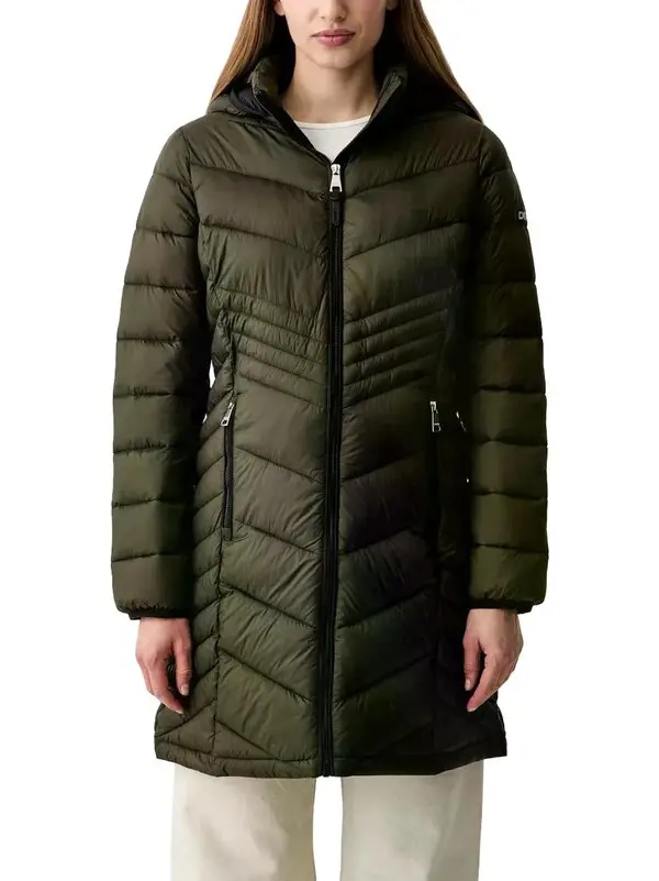 Dkny Quilted Hooded Jacket - Green