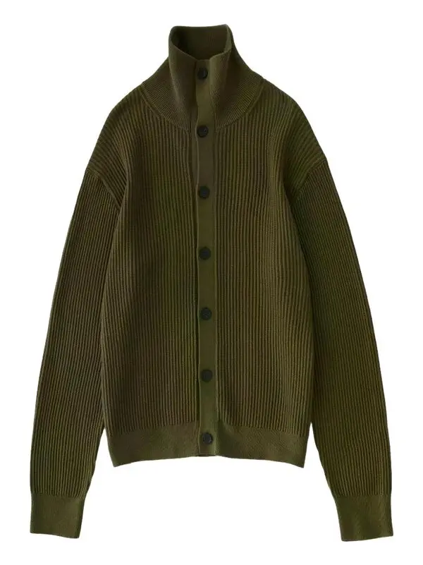 Studio Nicholson Ribbed-knit Cotton Cardigan - Green