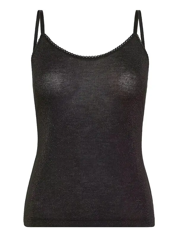 Momoni Aireile Lurex-jersey Top - Black