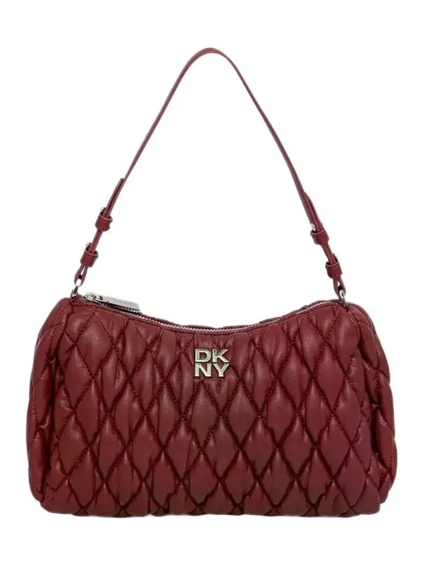 Dkny Quilted Logo-plaque Shoulder Bag - Red