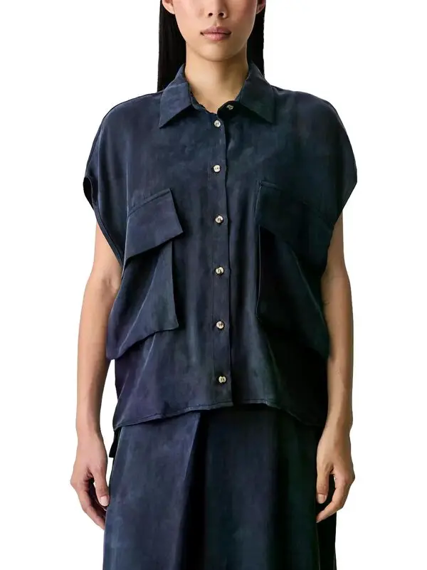 VICOLO Short Sleeve Flap Pocket Shirt - Blue