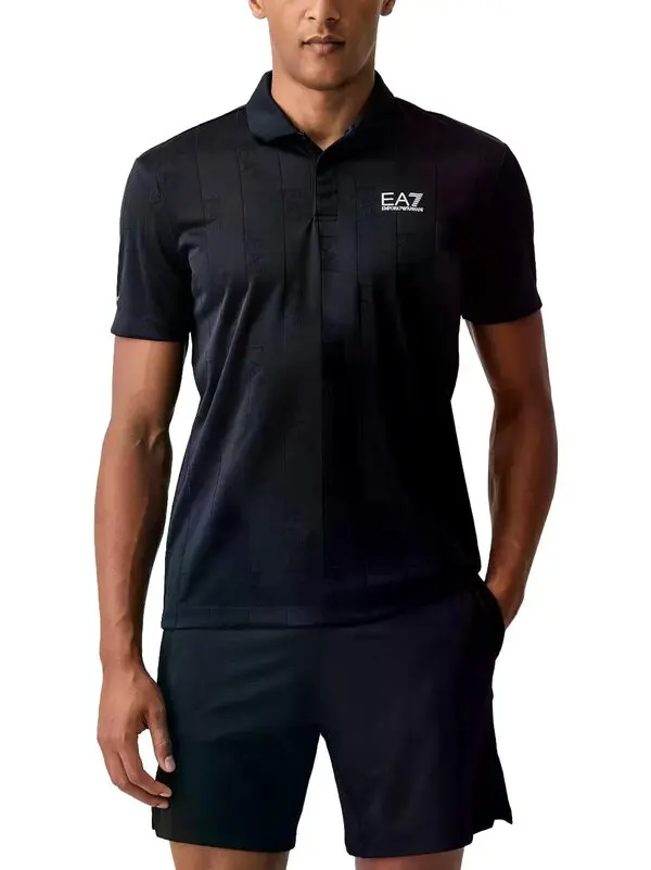 EA7 Golf Pro Logo-print Short-sleeve Polo Shirt - Blue