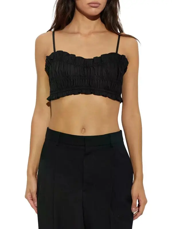 Michael Kors Ruched Crop Top - Black