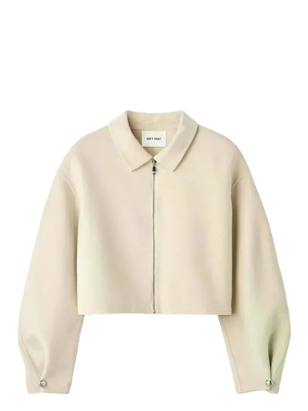 Soft Goat Zip-up Cropped Jacket - Neutrals