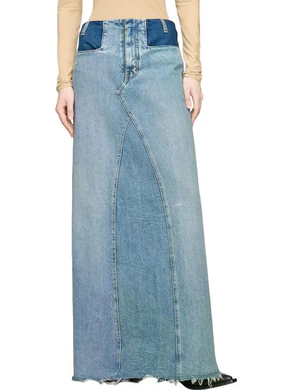 MAISON MARGIELA Patchwork Maxi Skirt - Blue