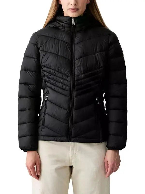 Dkny Quilted Hooded Jacket - Black