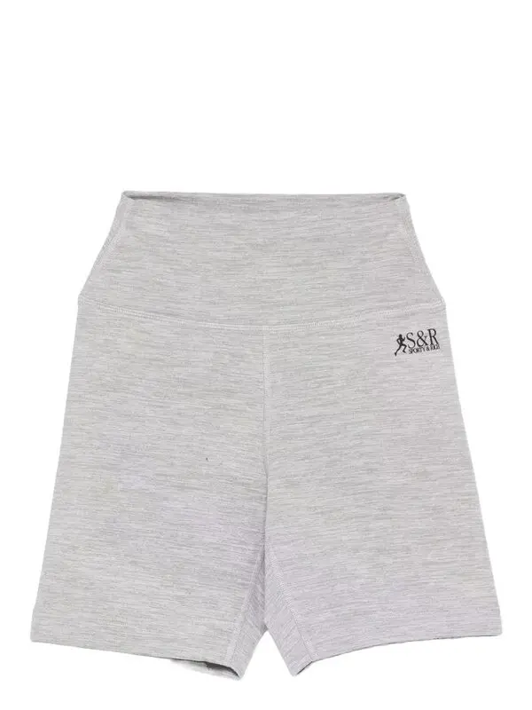 SPORTY & RICH Logo Print High Waist Cycling Shorts - Grey