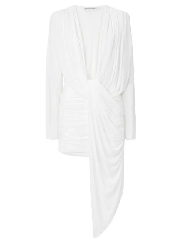 Christopher Esber Ripple Draped Jersey Mini Dress - White