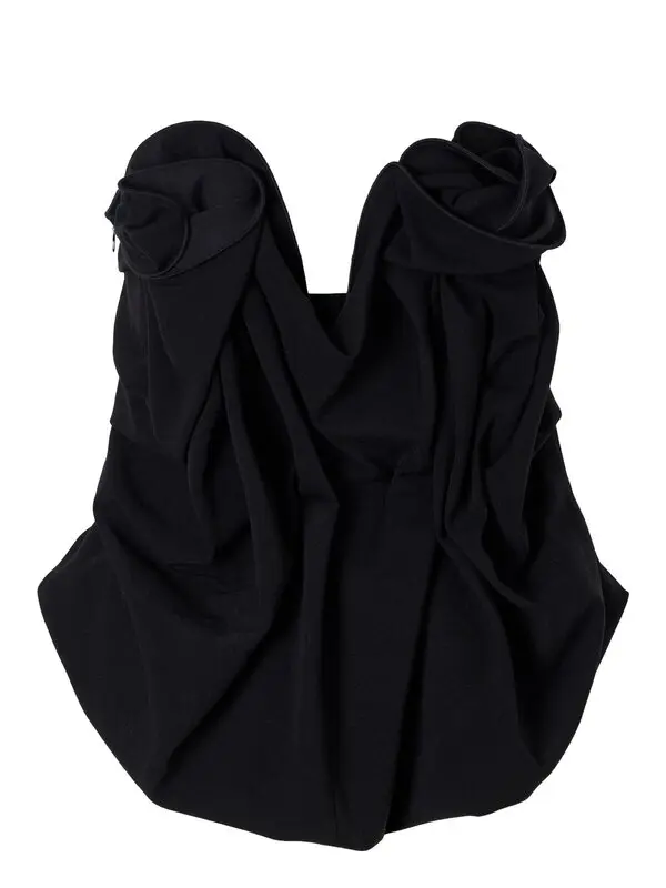Magda Butrym Appliquéd Wool-blend Bustier Top - Black