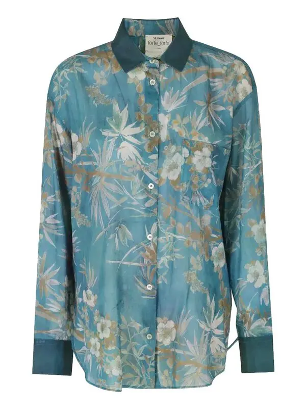 FORTE_FORTE Floral Print Silk Shirt - Blue