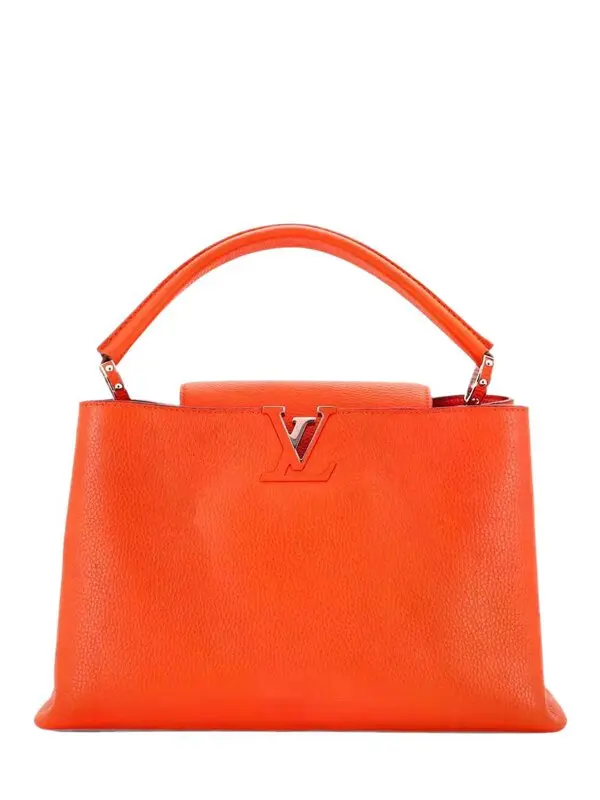 LOUIS VUITTON Capucines Leather Gm Satchel - Orange
