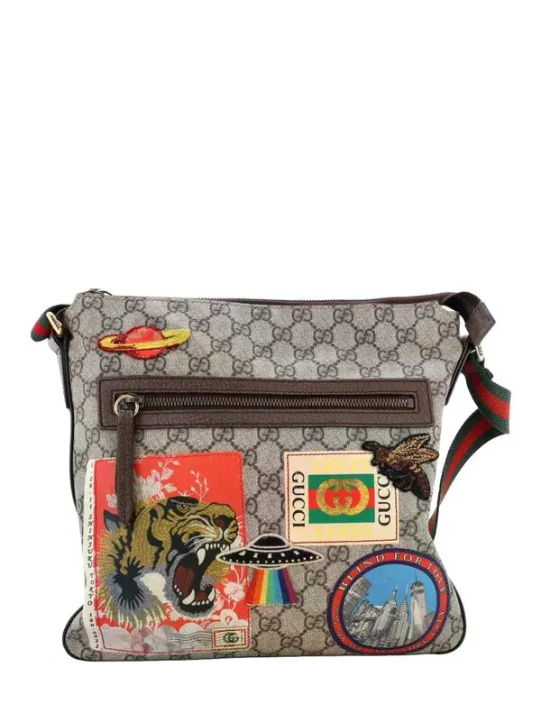 Gucci Gg Coated Canvas Applique Medium Crossbody Bag - Brown