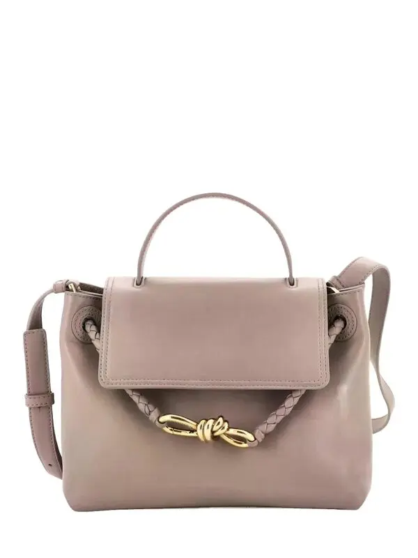 Bottega Veneta Ciao Ciao Top Handle Bag In Leather With Intrecciato Detail - Grey
