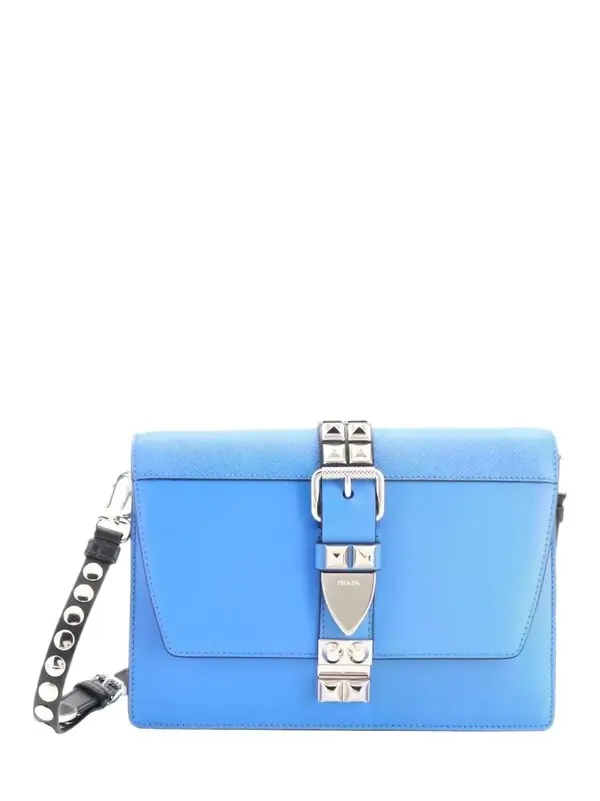 Prada Elektra Studded Leather Shoulder Bag - Blue