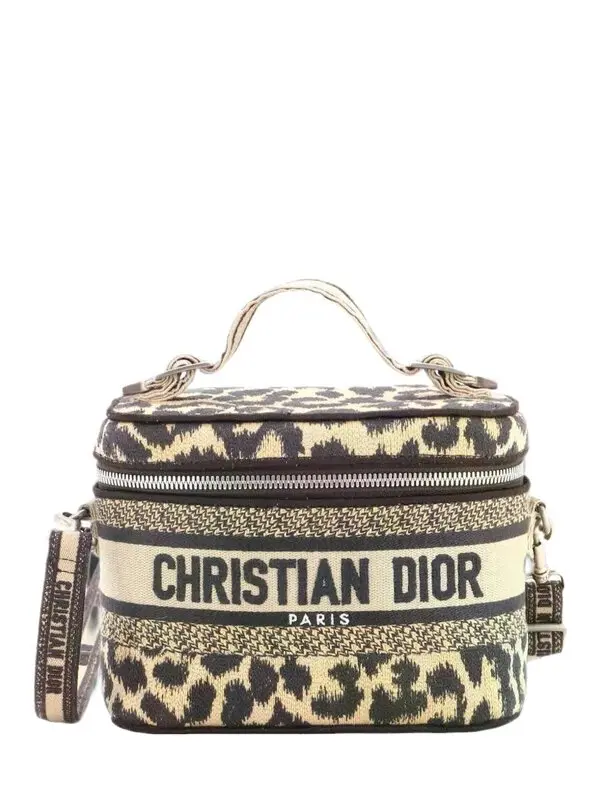 Dior Diortravel Convertible Vanity Case Mizza Embroidered Canvas Small Pouch - Brown