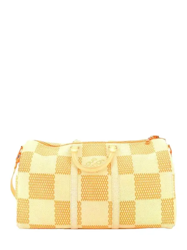 LOUIS VUITTON Keepall Bandouliere Damier Raffia 50 Travel Bag - Neutrals
