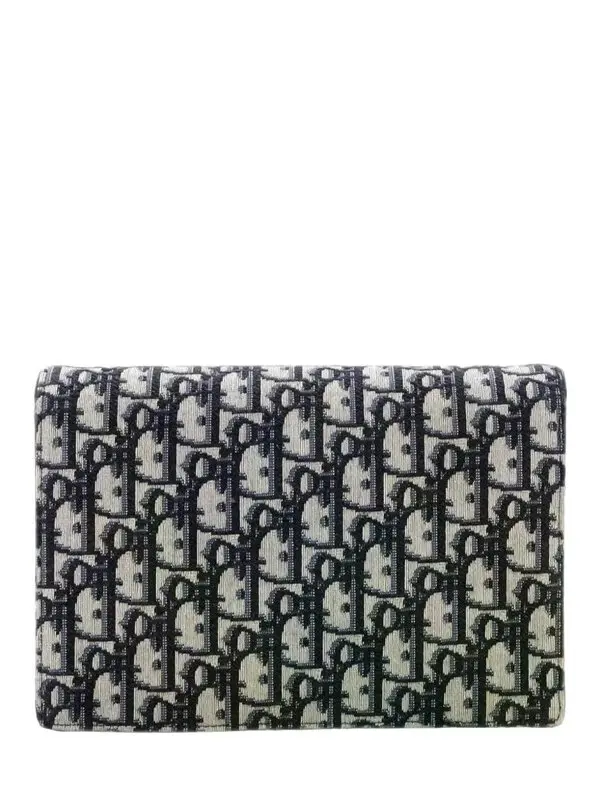Dior Saddle Chain Oblique Canvas Clutch Bag - Blue