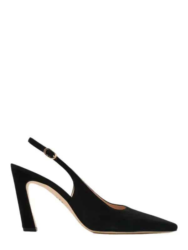 STUART WEITZMAN Slingback Pointed-toe High Block Heel Sandals - Black