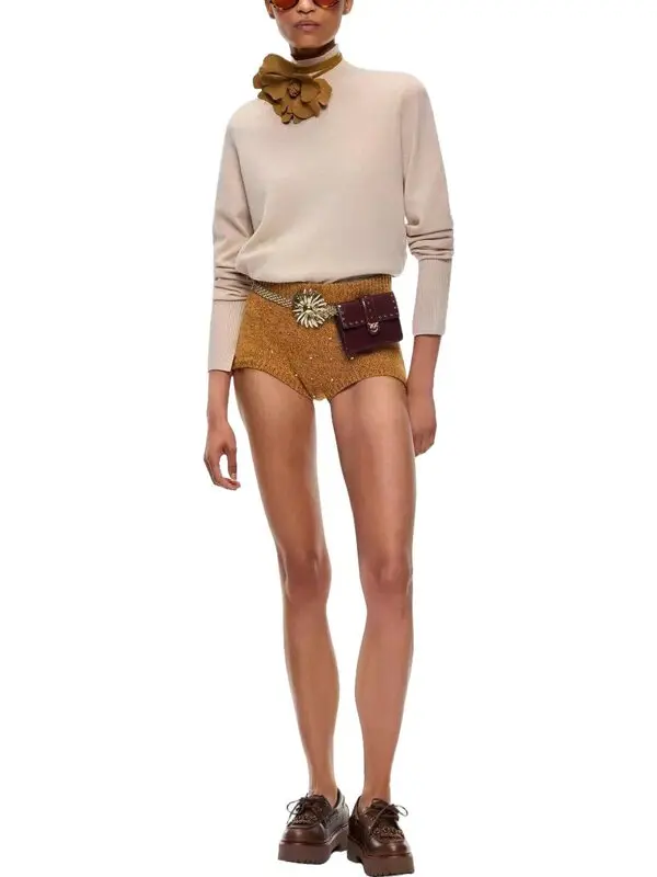 Pinko Ribbed-trim High-neck Sweater - Neutrals