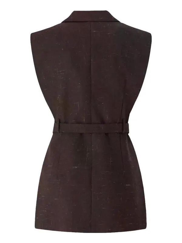Pinko Belted Sleeveless Jacket With Notched Lapels - Brown