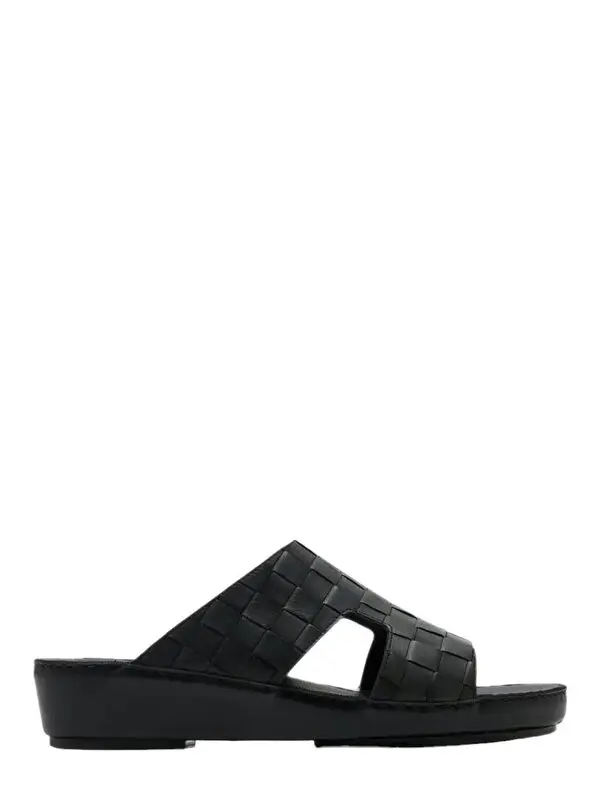 FORSA Leather Open Toe Slip-on Sandals - Black