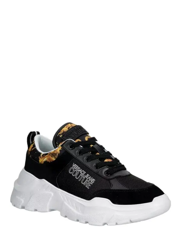Versace Baroque Print Lace-up Sneakers - Black