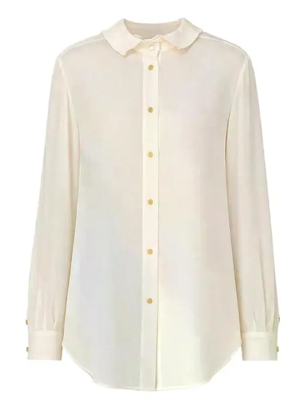Alberta Ferretti Rounded-tip Collar Long-sleeved Shirt - White