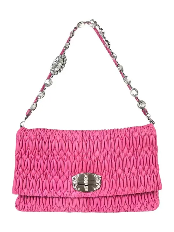 Miu Miu Matelassé Crystal-embellished Shoulder Bag - Pink