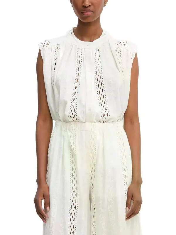 HAVEONE Broderie Anglaise Sleeveless Blouse - White