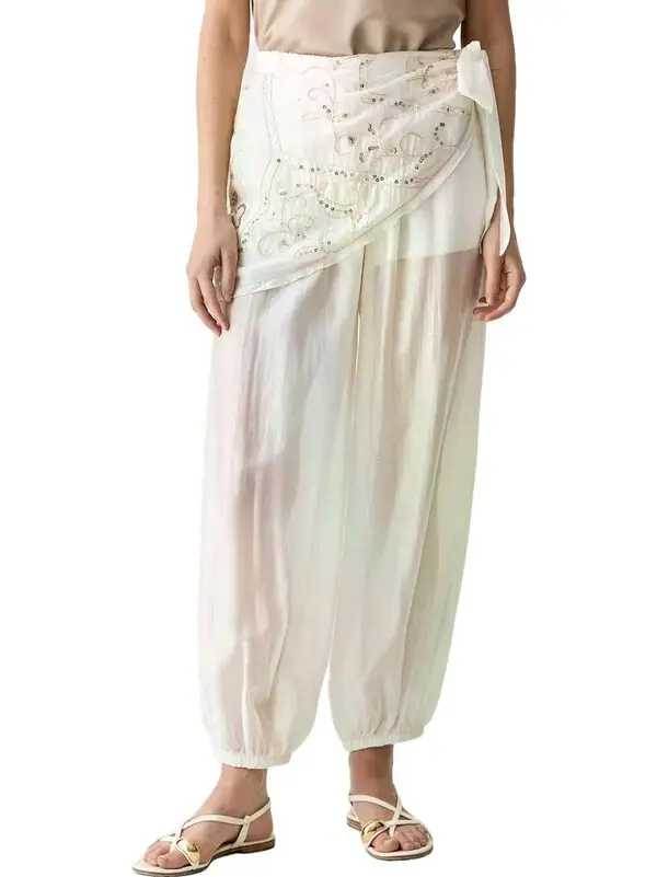 HAVEONE Sequin-embellished Wrap-style Trousers - White