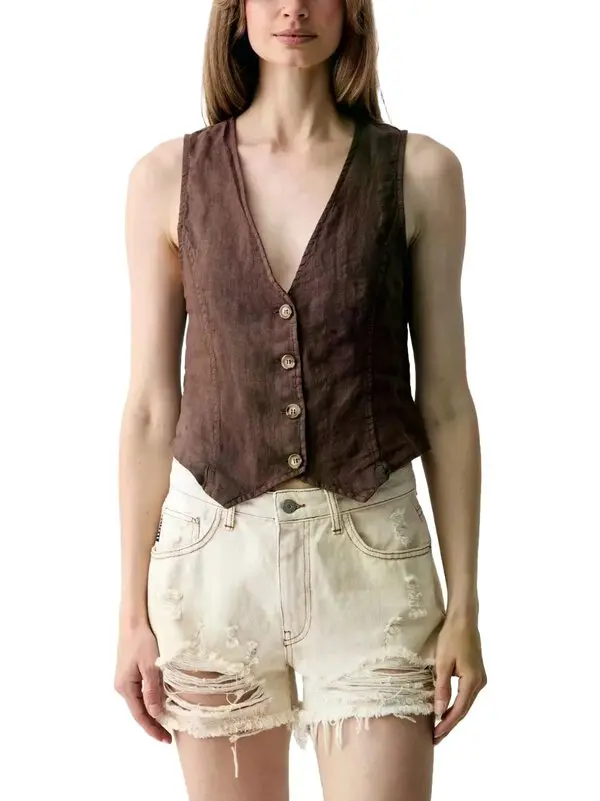 HAVEONE Button-up Waistcoat - Brown